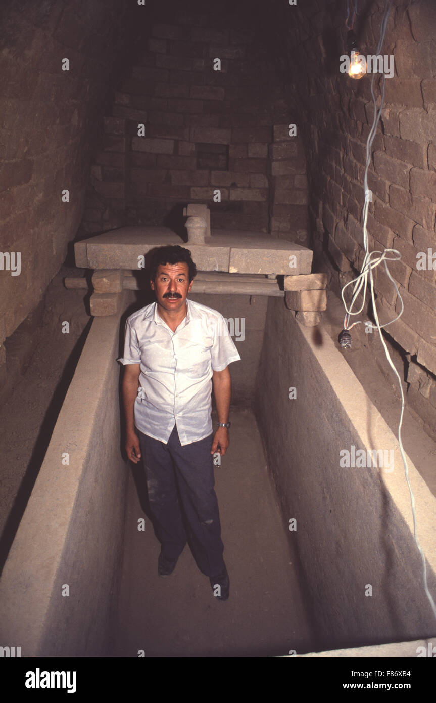 Iraqi archaeologist Mahmoud standing in the chamber where he made Iraq ...