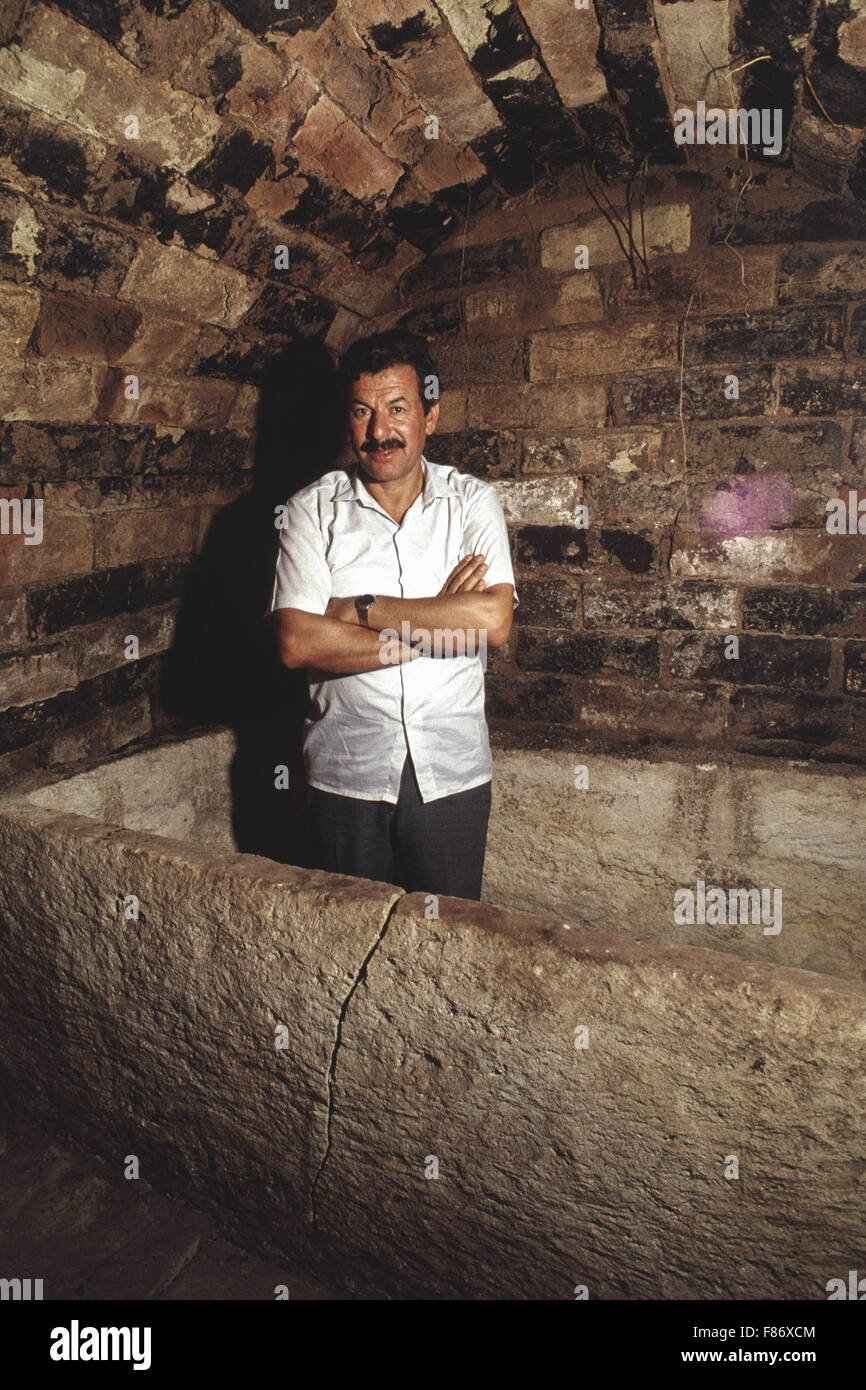 Iraqi archaeologist Mahmoud standing in the chamber where he made Iraq ...