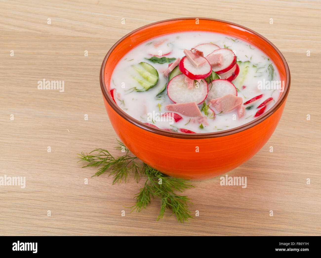 Traditional Russian cold soup - Okroshka Stock Photo - Alamy
