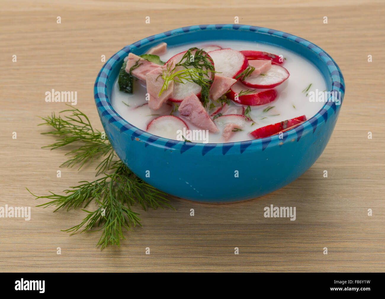 Traditional Russian cold soup - Okroshka Stock Photo - Alamy