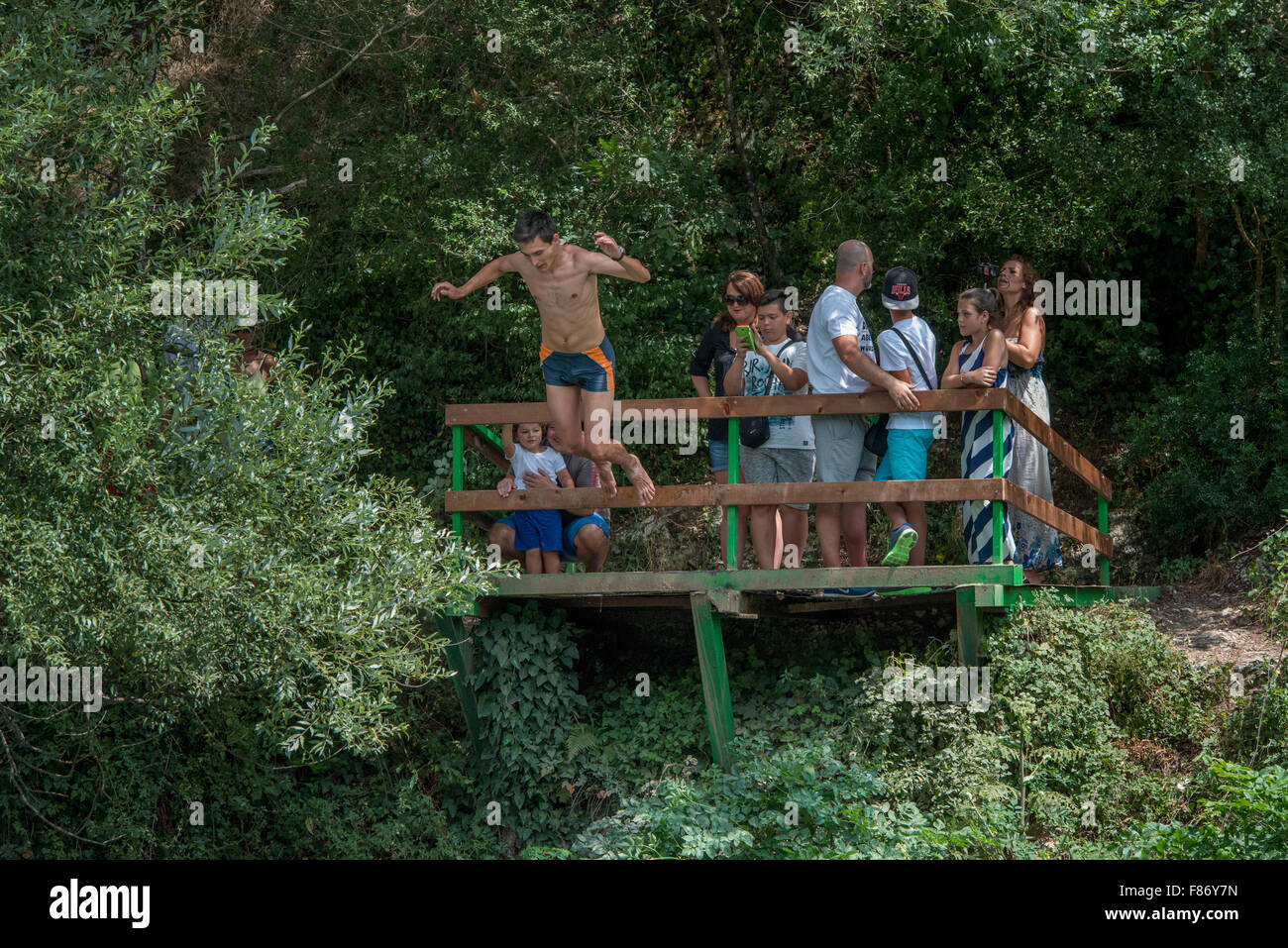 Man Jumping Into the Spring, The Blue Eye Underwater Water Spring (Syri ...