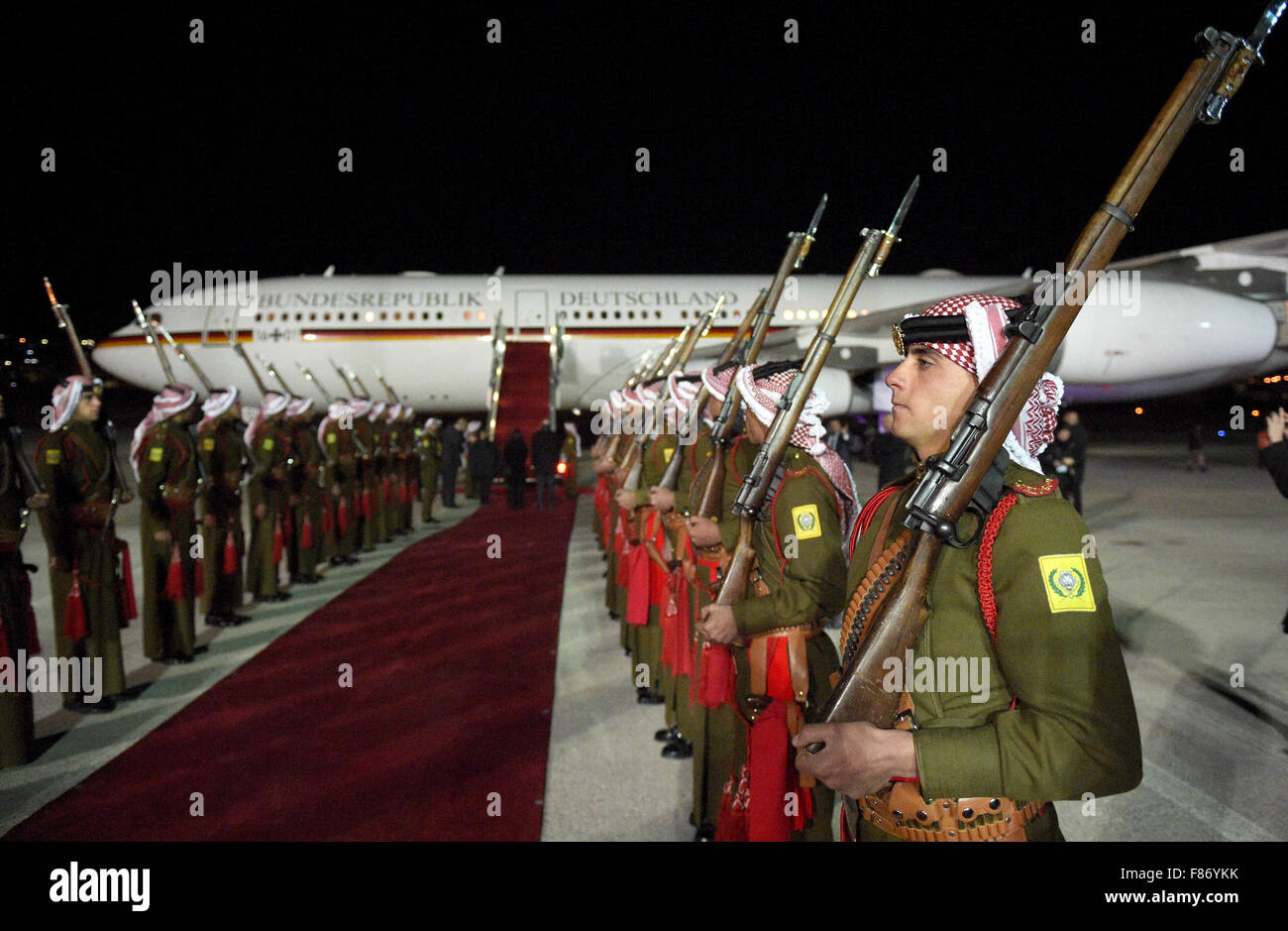 Amman, Jordan. 06th Dec, 2015. Jordanian guards of honour stand ...