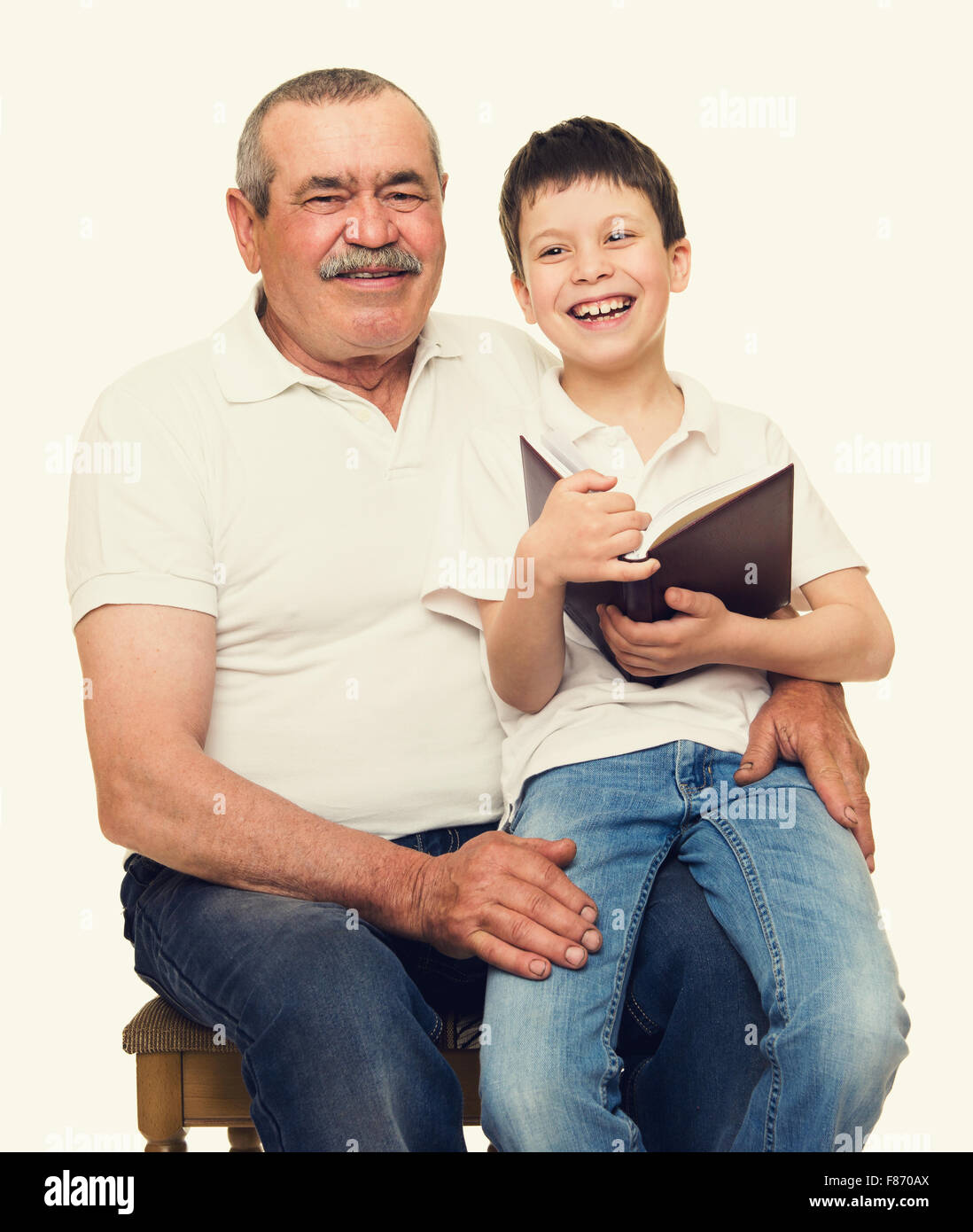 Grandfather and grandchildren portrait studio shoot Stock Photo - Alamy