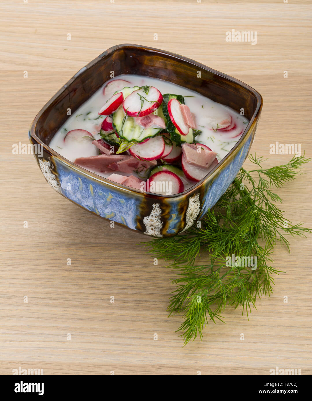 Traditional Russian cold soup - Okroshka Stock Photo - Alamy