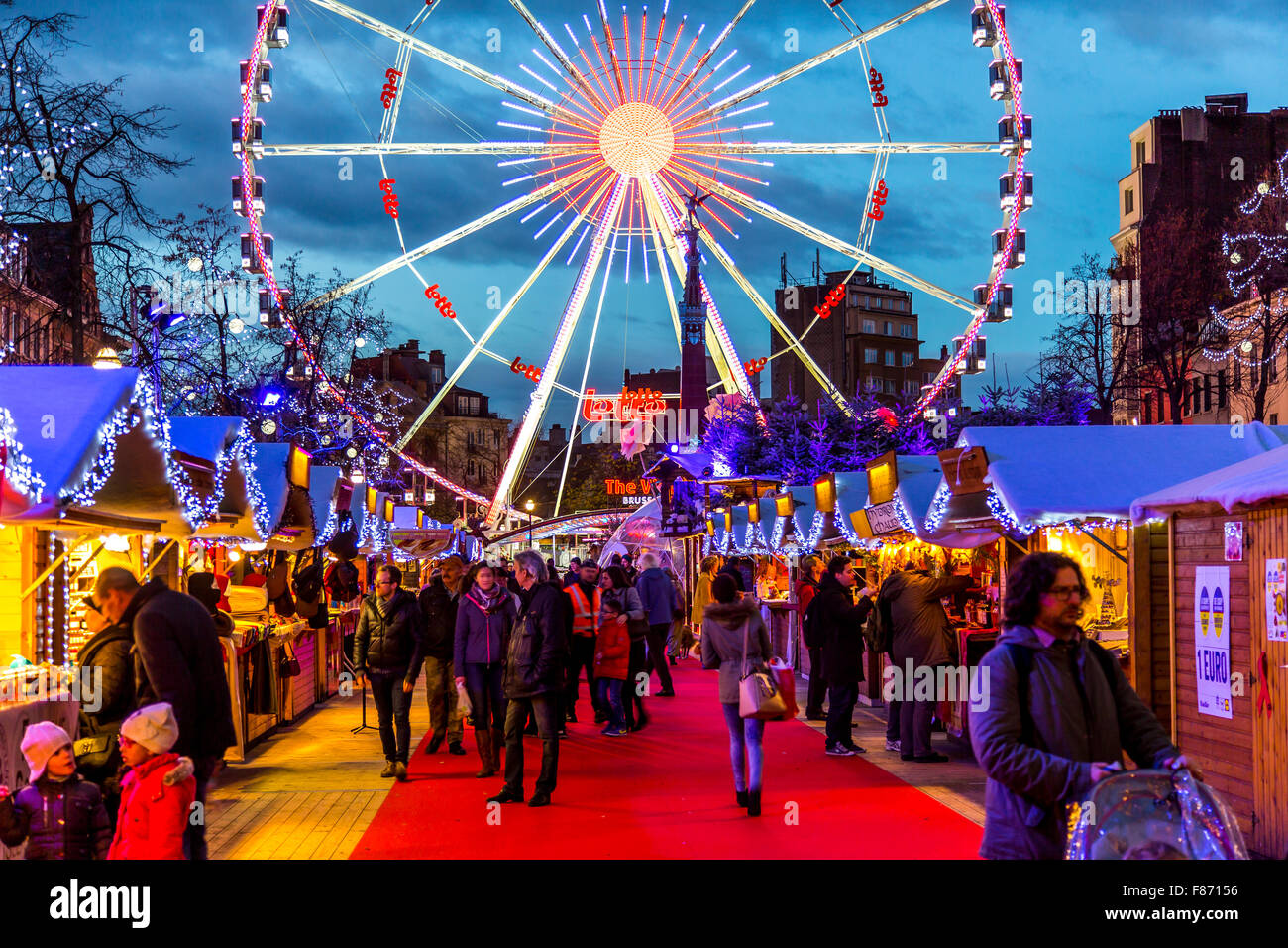 Christmas in Brussels, Belgium, Christmas market on the Fish-Market ...