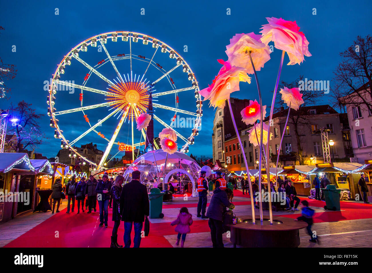 Christmas in Brussels, Belgium, Christmas market on the Fish-Market ...