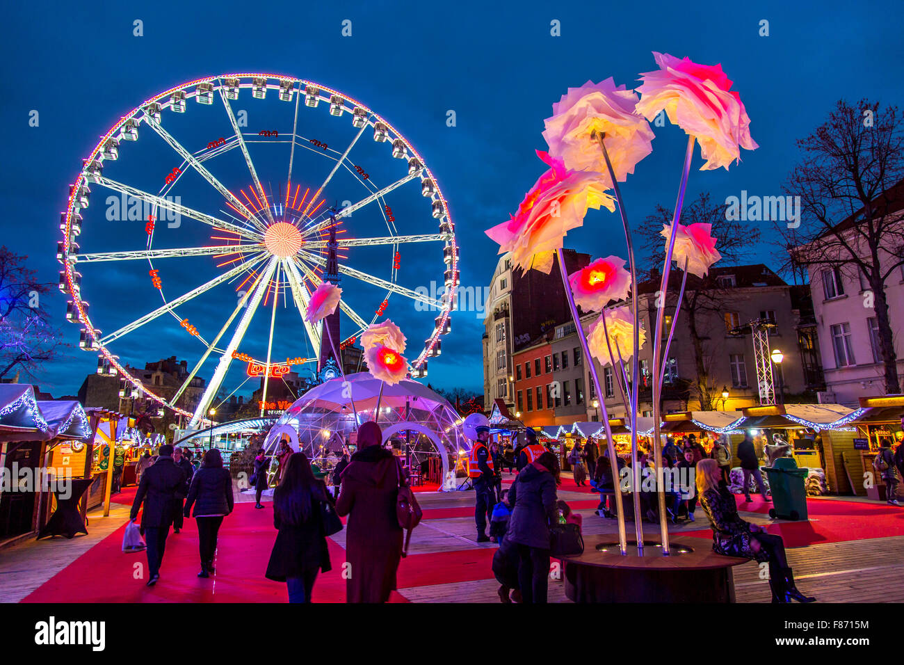 Christmas in Brussels, Belgium, Christmas market on the Fish-Market ...
