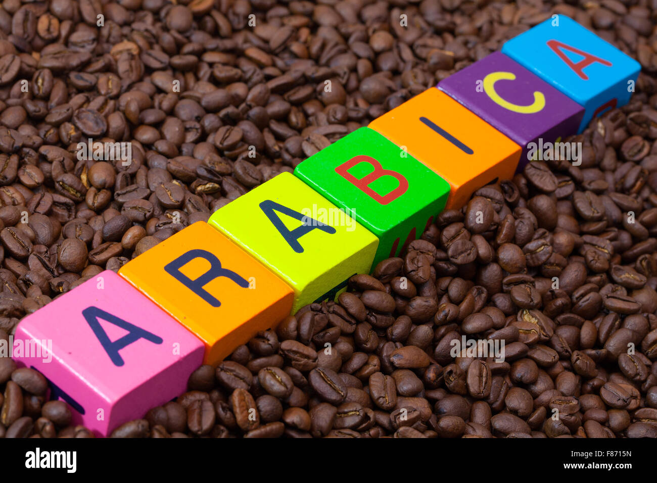 Colored children's cubes and coffee beans - Arabica is the most ...