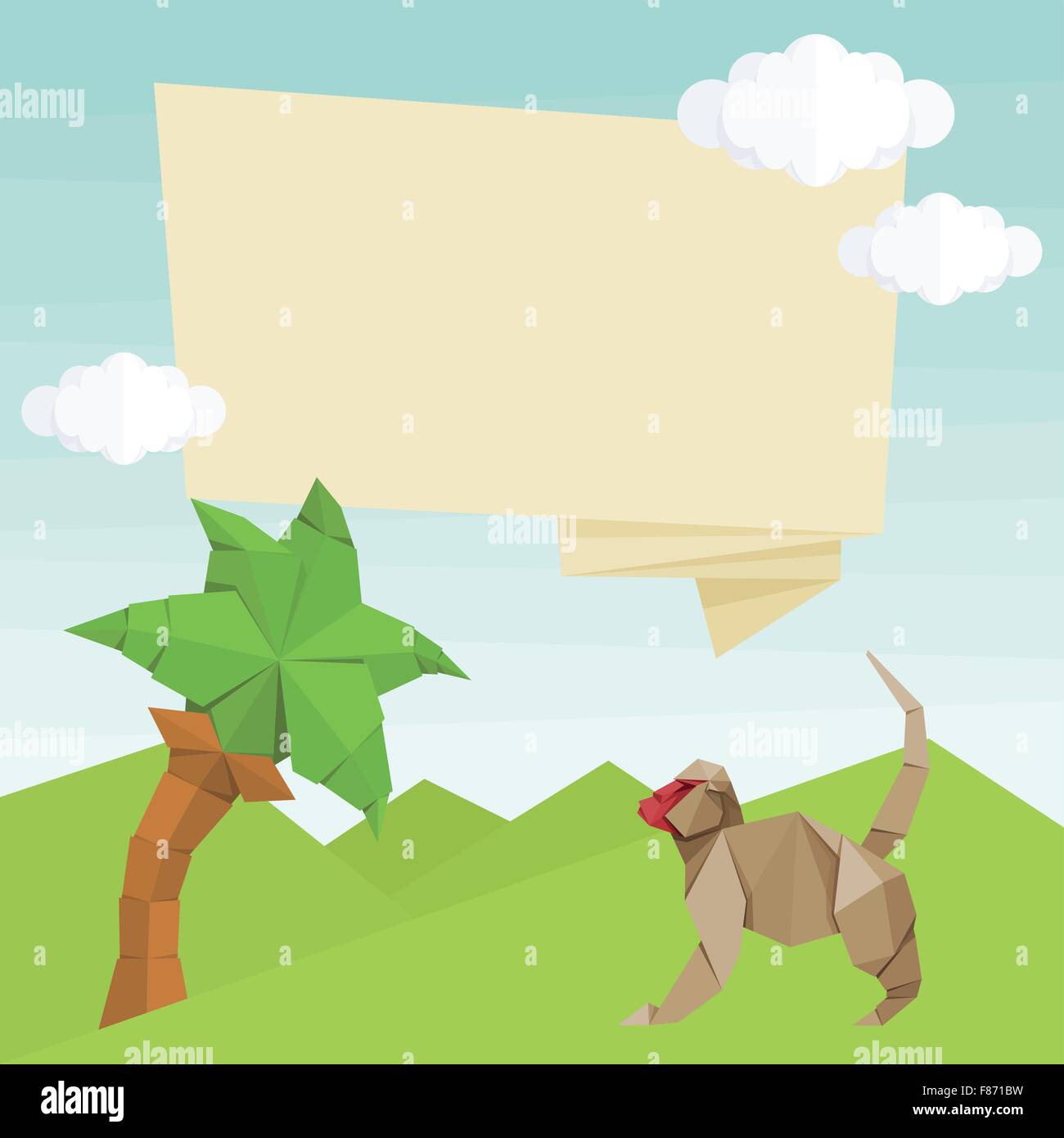 Origami monkey vector vectors hi-res stock photography and images - Alamy