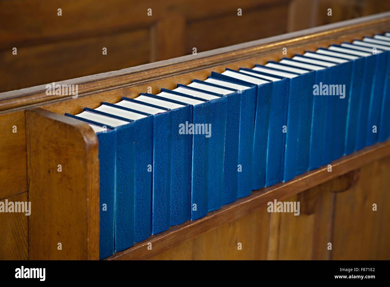 Church interior with Hymnals Stock Photo - Alamy