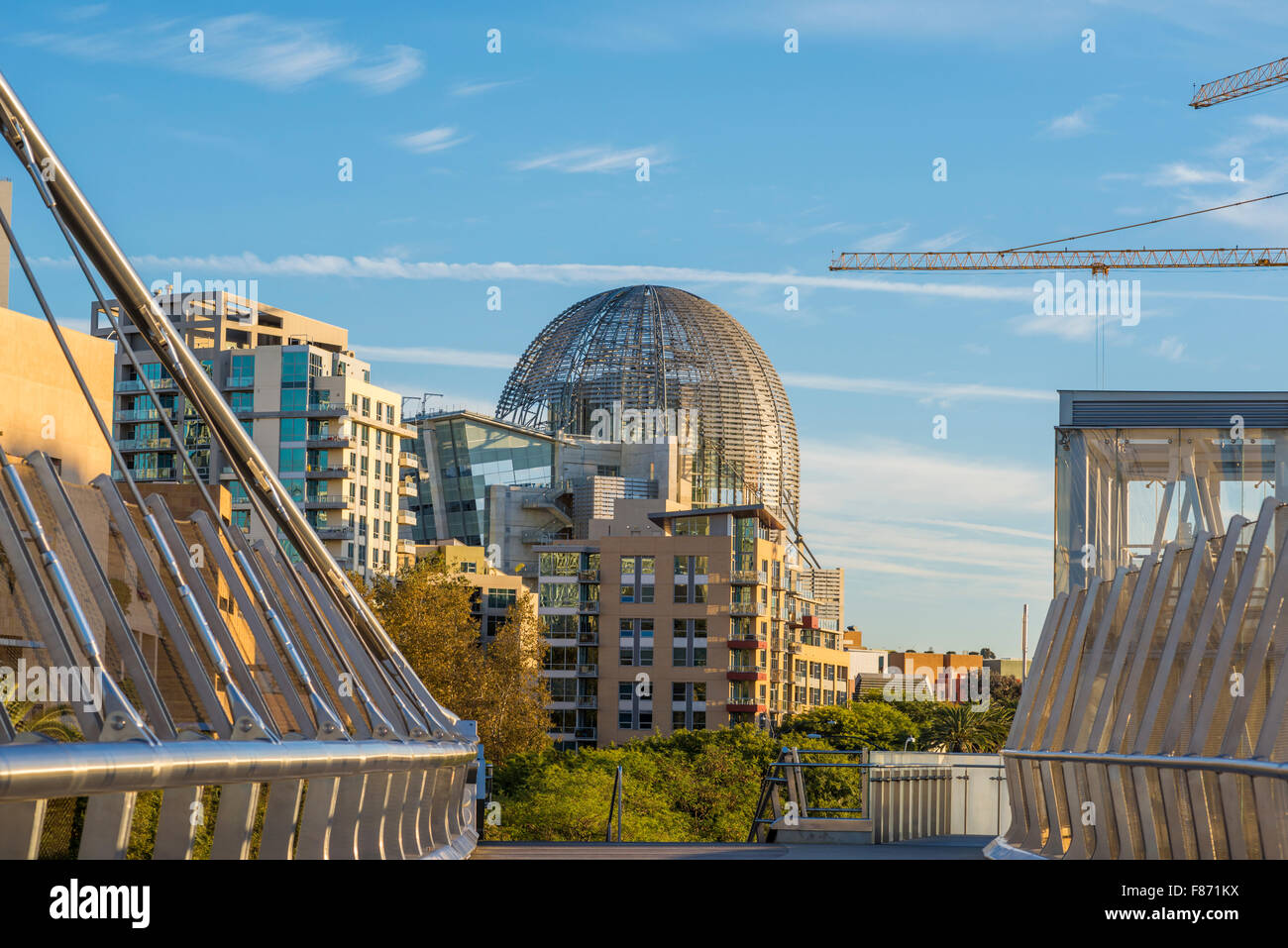 Harbor Drive Pedestrian Bridge and the domed Central Library building ...