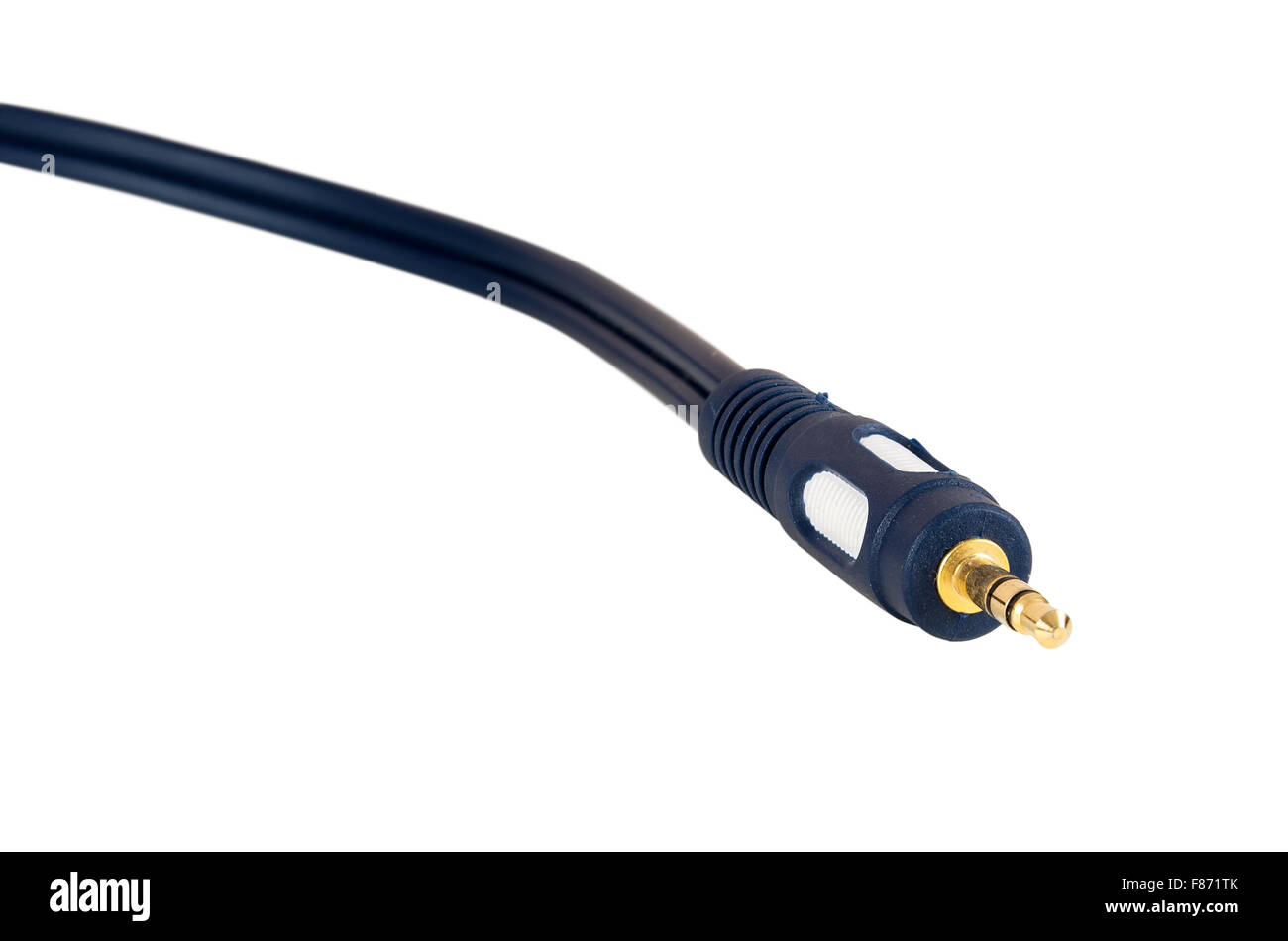 Audio cable with jack plug isolated on white background with clipping ...