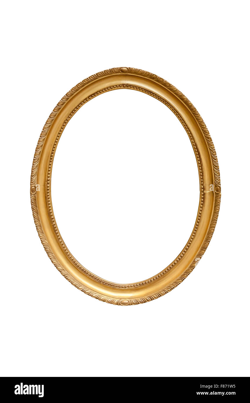 Oval decorative picture frame isolated on white background with ...