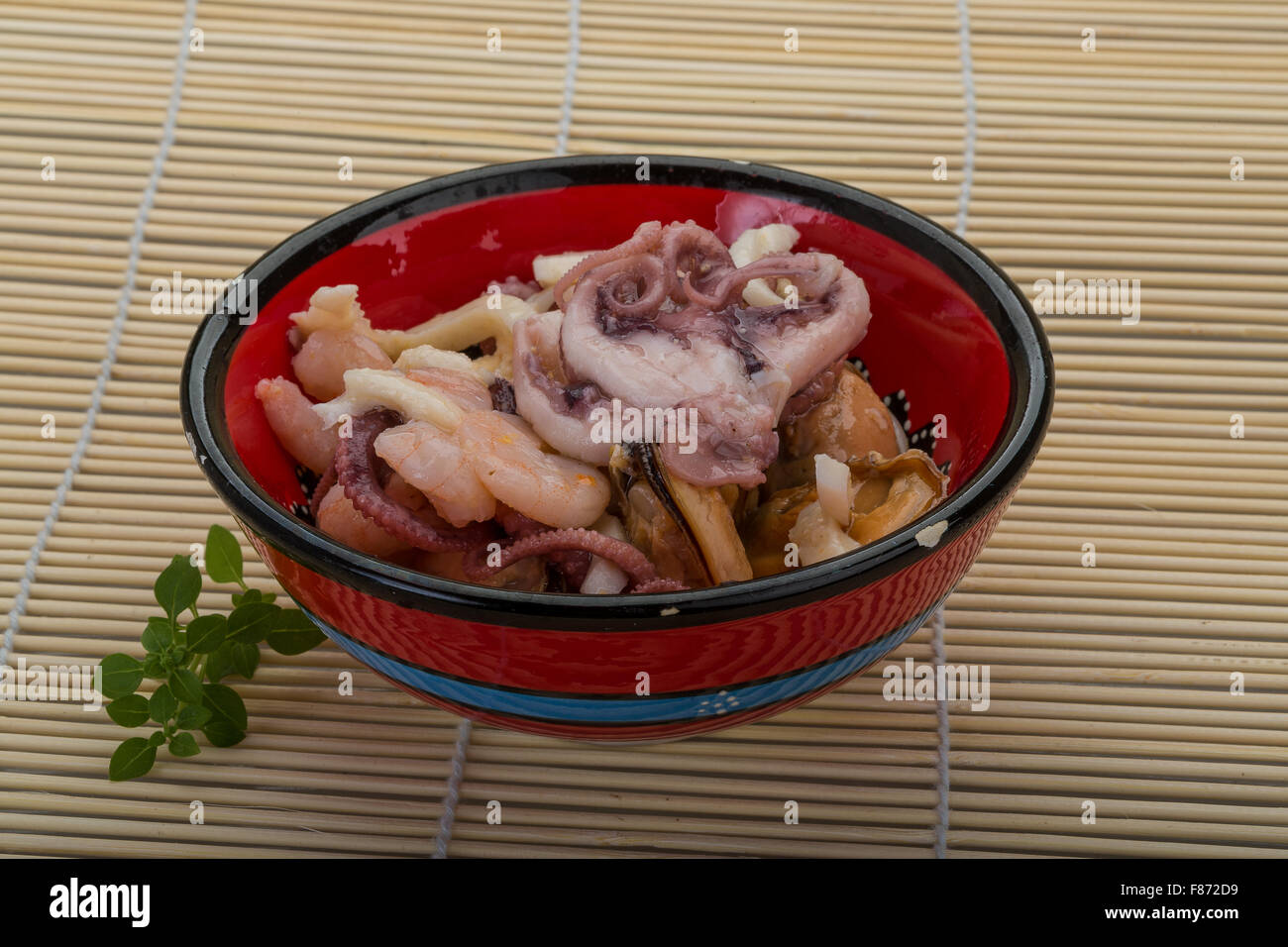 Seafood cocktail with octopus, shrimp, calamari and mussel Stock Photo ...