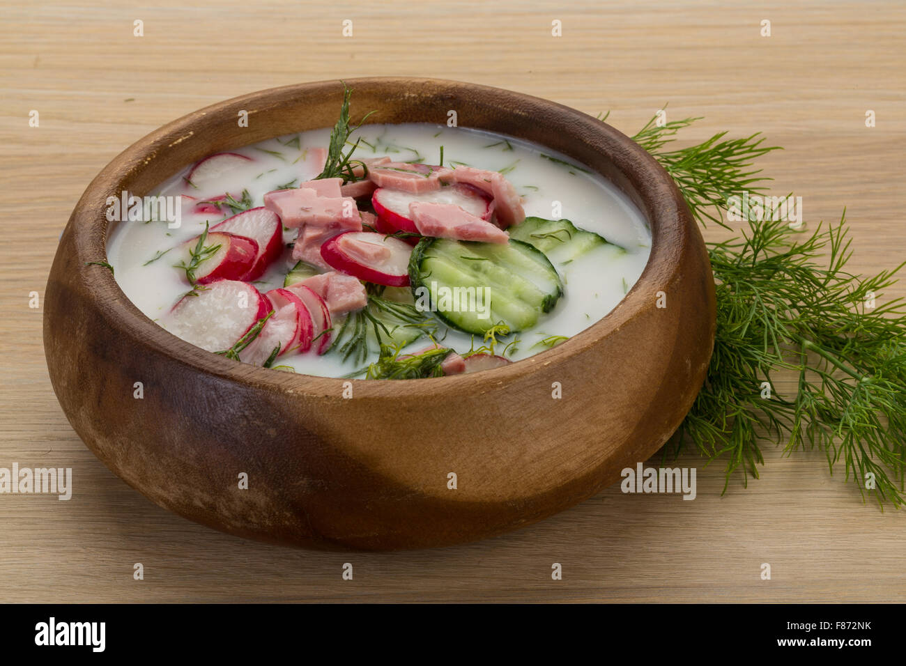 Traditional Russian cold soup - Okroshka Stock Photo - Alamy