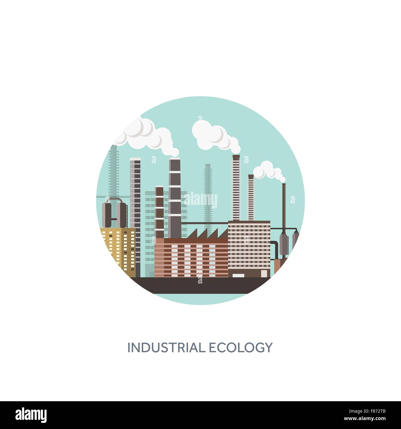 Vector illustration. Urbanisation, industrialisation. Industrial ...