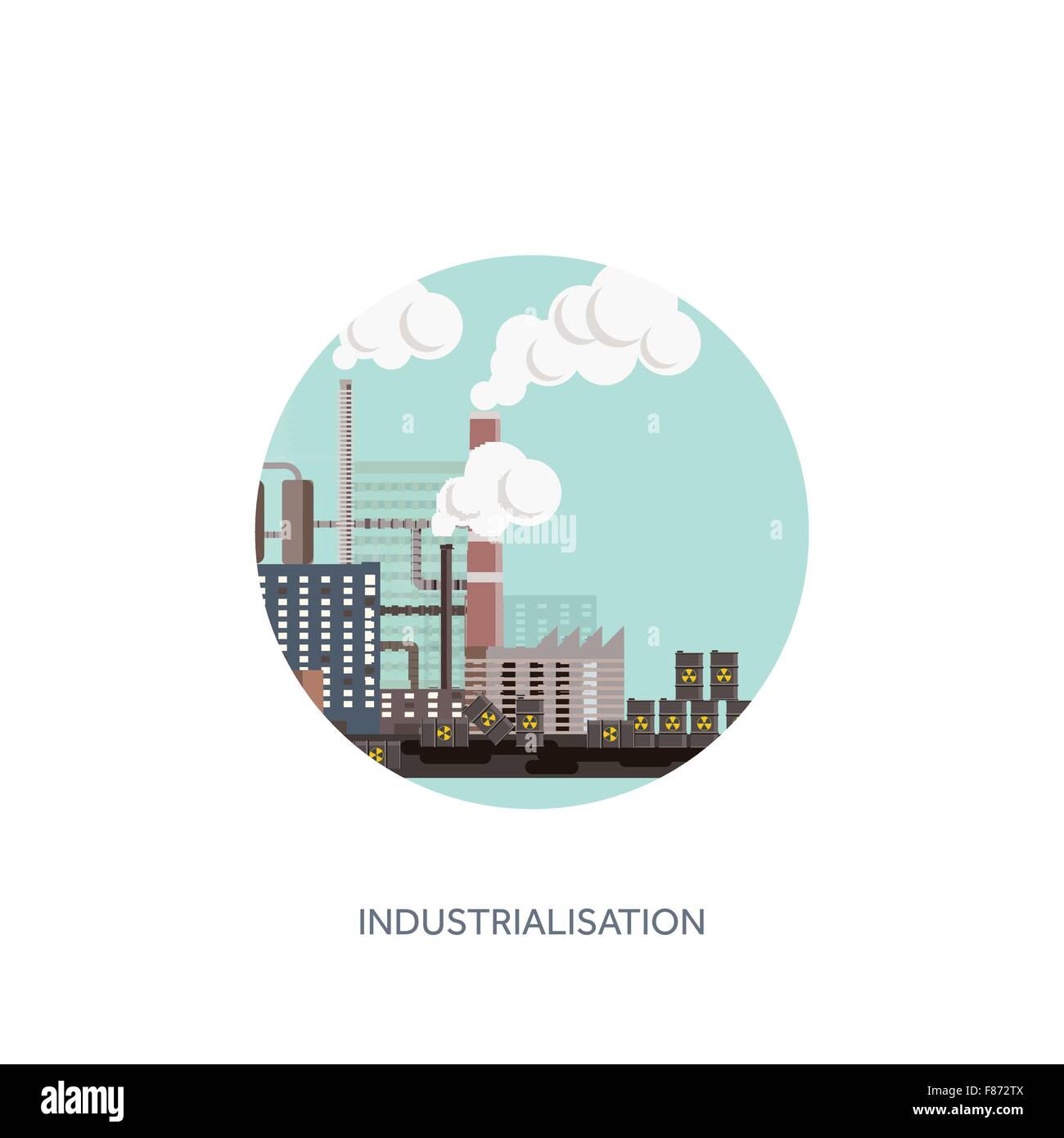 Vector illustration. Urbanisation, industrialisation. Industrial ...