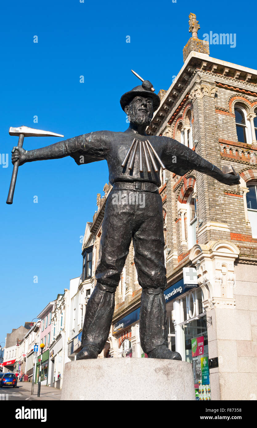Cornish Tin Miner statue, Redruth, Cornwall, England, UK Stock Photo ...