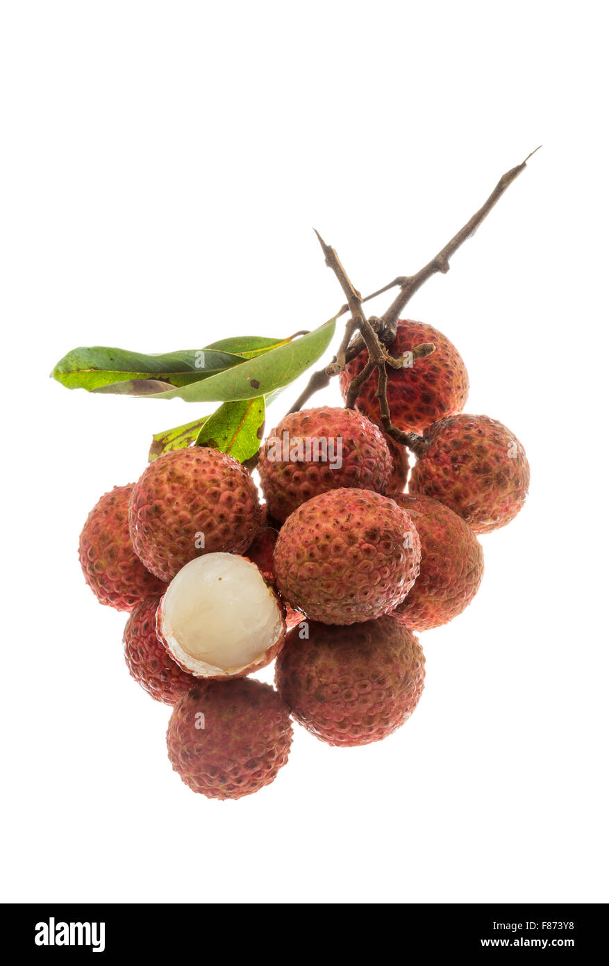 Asian fruit lychee heap isolated Stock Photo - Alamy