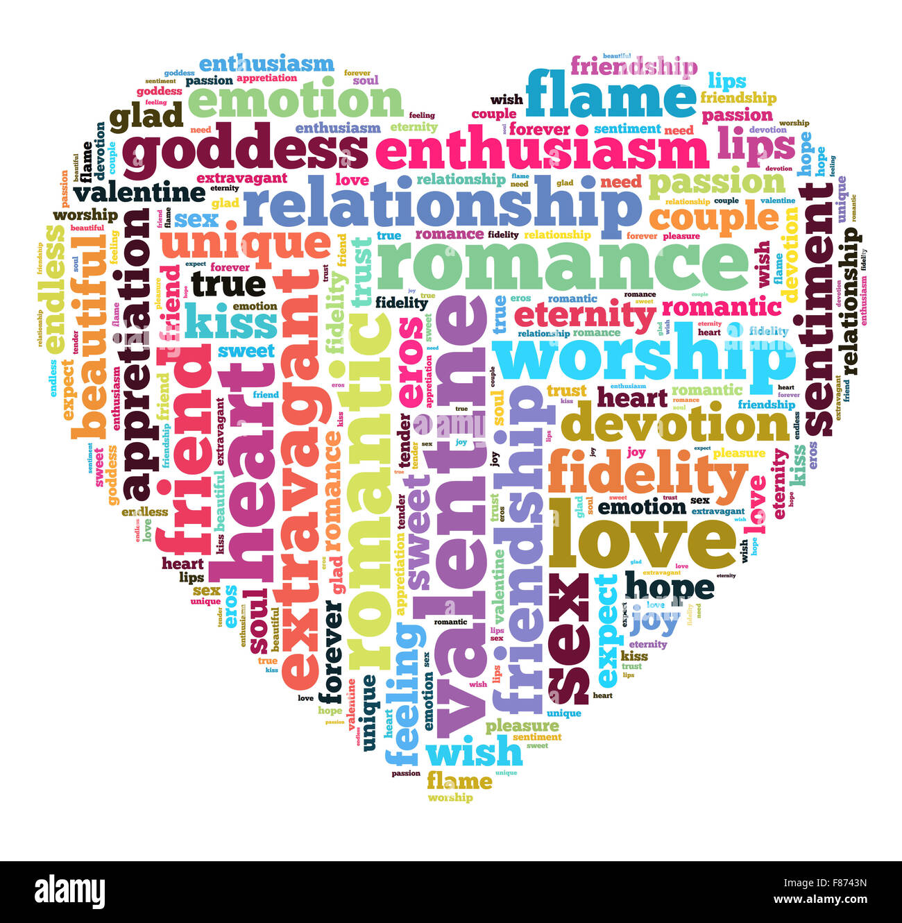 Valentine word cloud shaped as a heart Stock Photo - Alamy