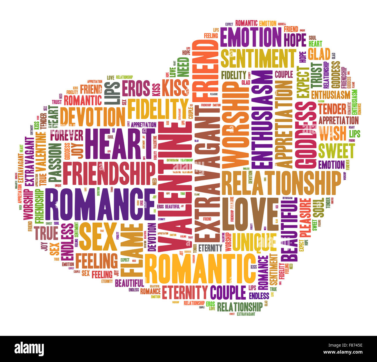 Valentine word cloud shaped as a heart Stock Photo - Alamy