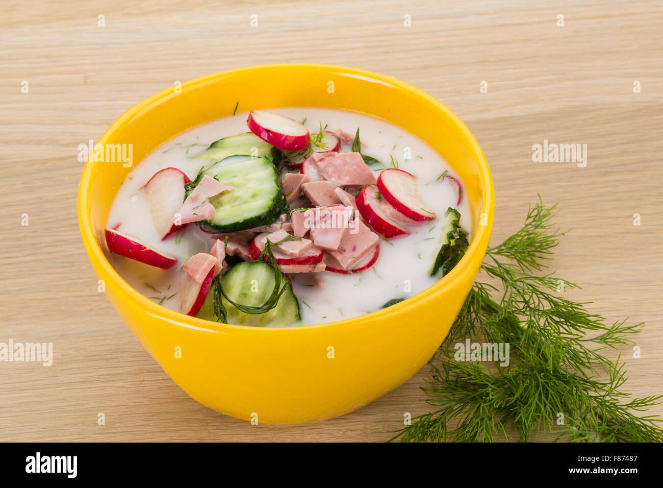 Traditional Russian cold soup - Okroshka Stock Photo - Alamy