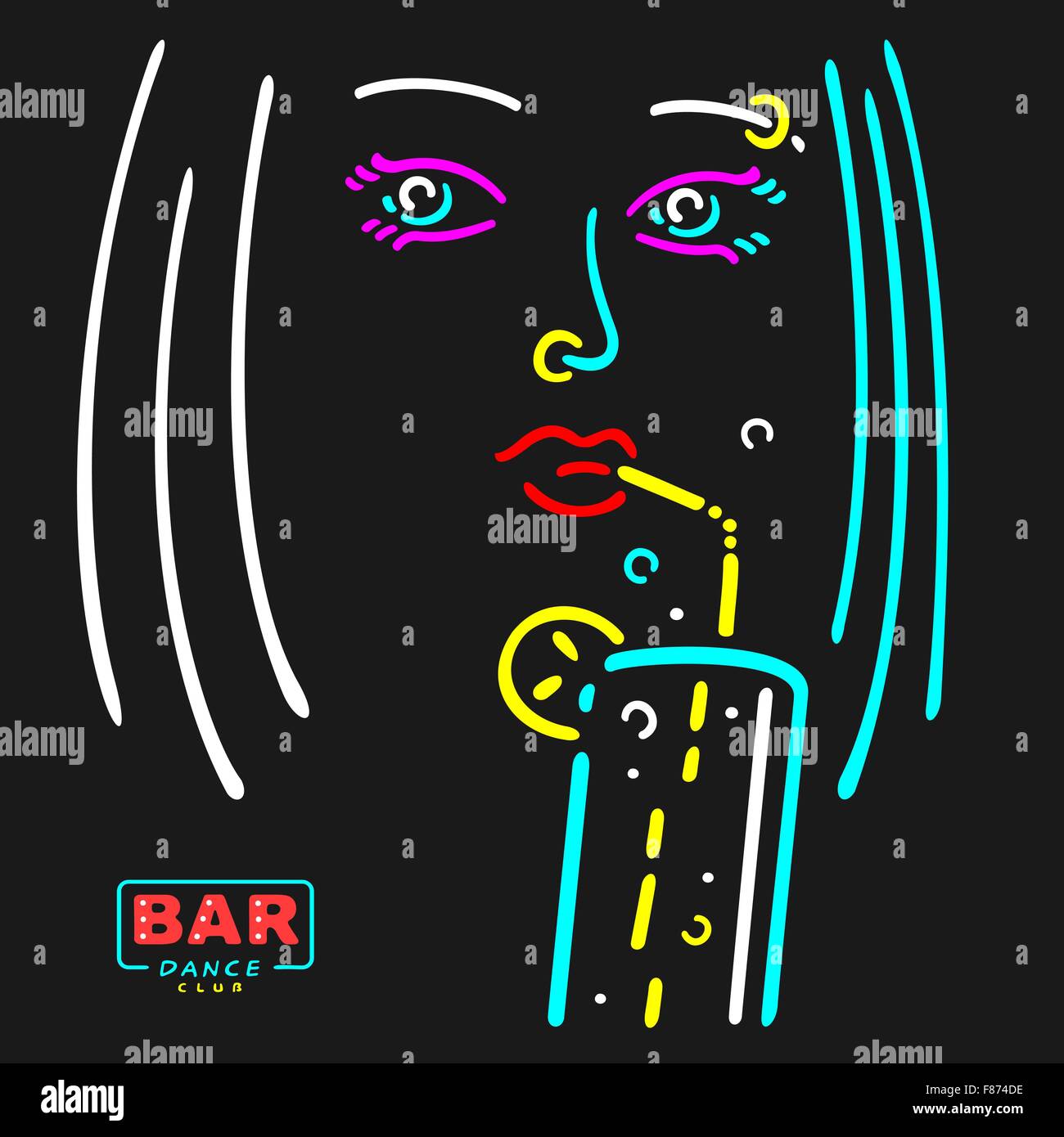 Vector Girl in The Bar Stock Vector Image & Art - Alamy