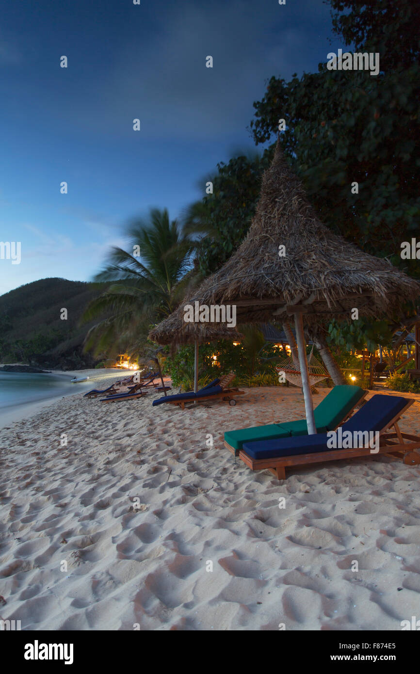 Octopus Resort at sunset, Waya Island, Yasawa Islands, Fiji Stock Photo ...