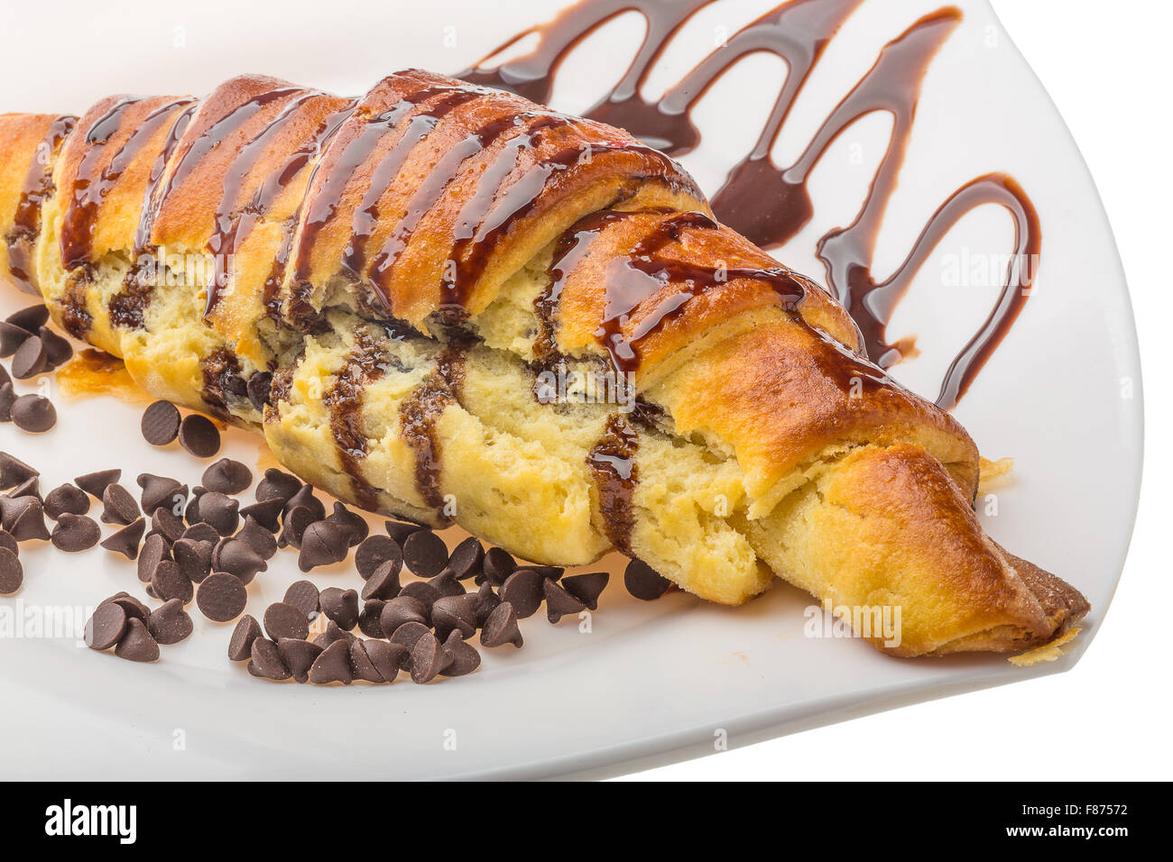 Fresh Croissant with chocolate topping Stock Photo - Alamy