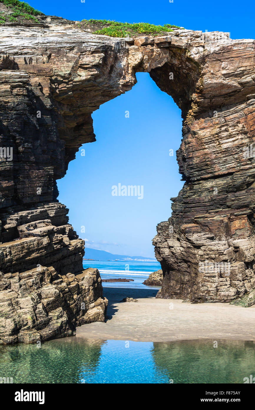 Las Catedrales beach in Galicia, Spain. Paradise beach in Ribadeo ...