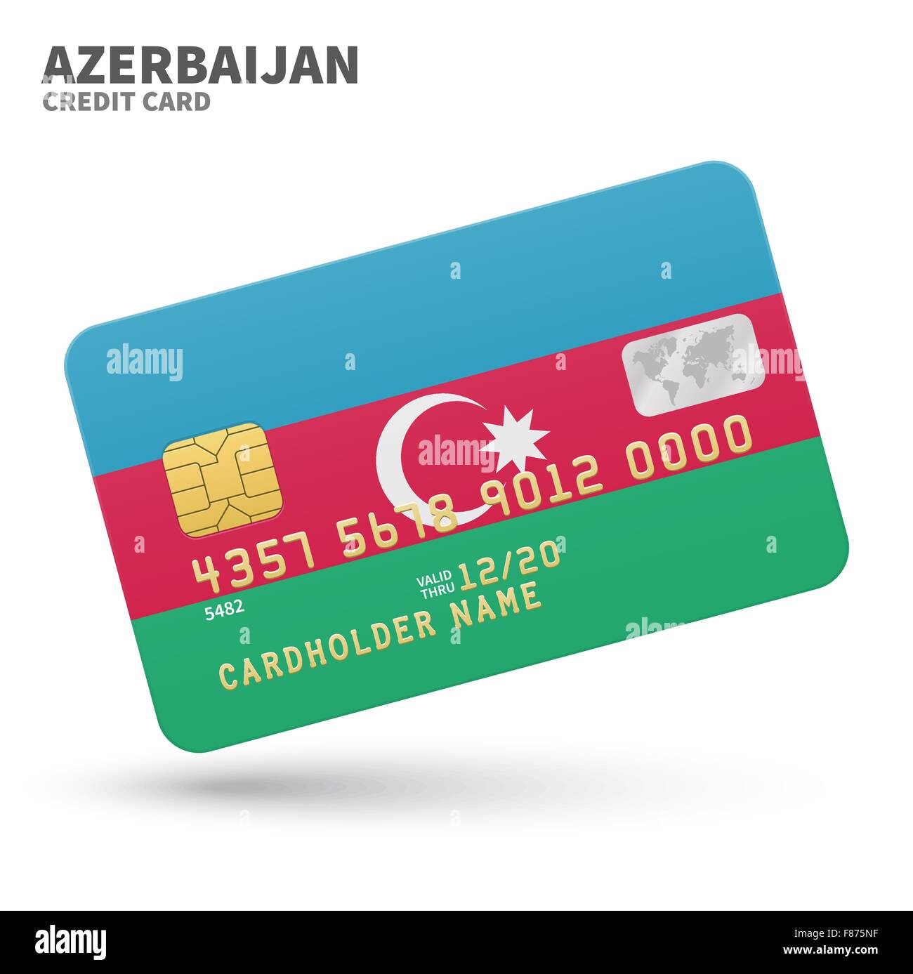 Credit card with Azerbaijan flag background for bank, presentations and ...