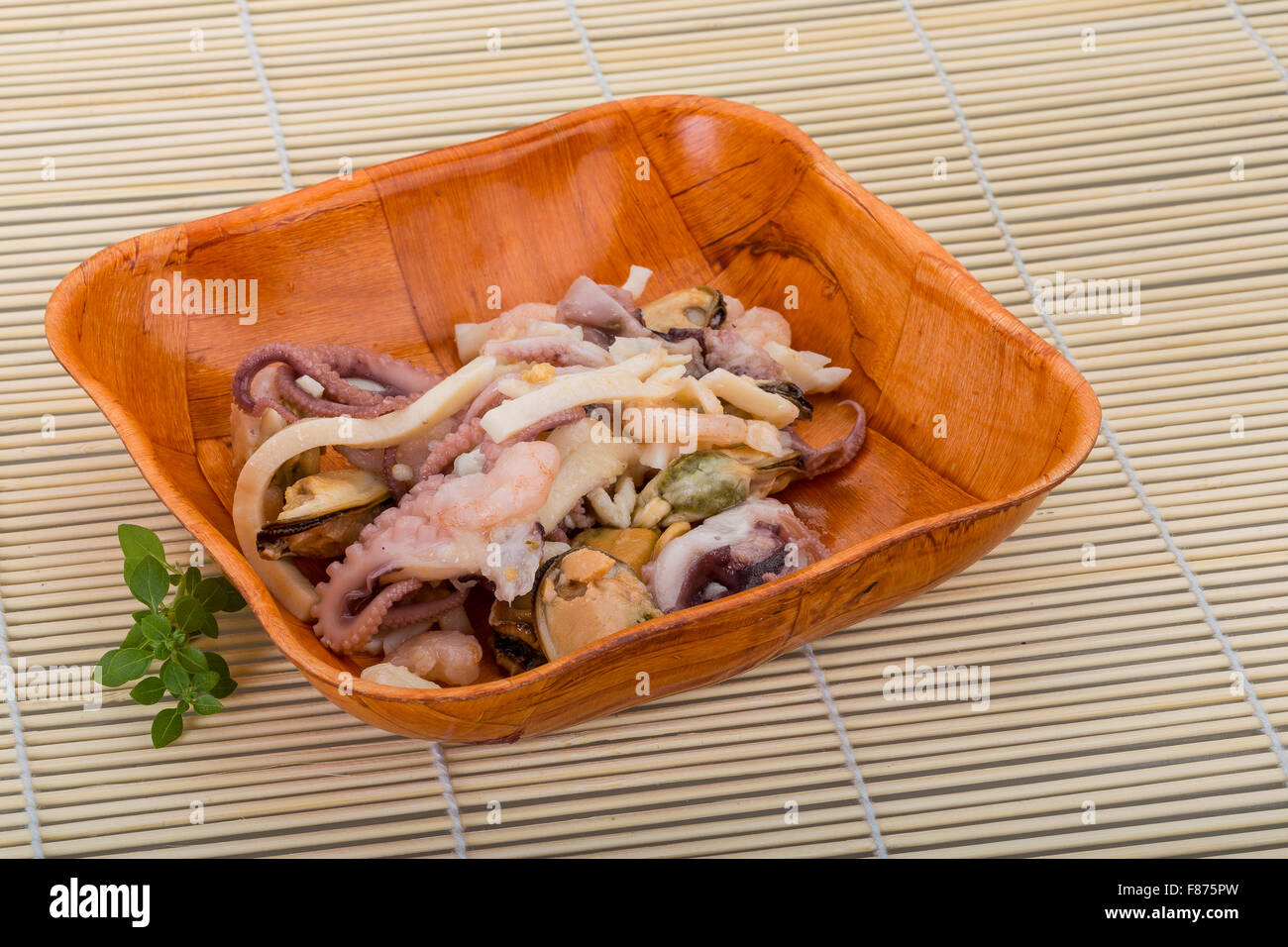 Seafood cocktail with octopus, shrimp, calamari and mussel Stock Photo ...