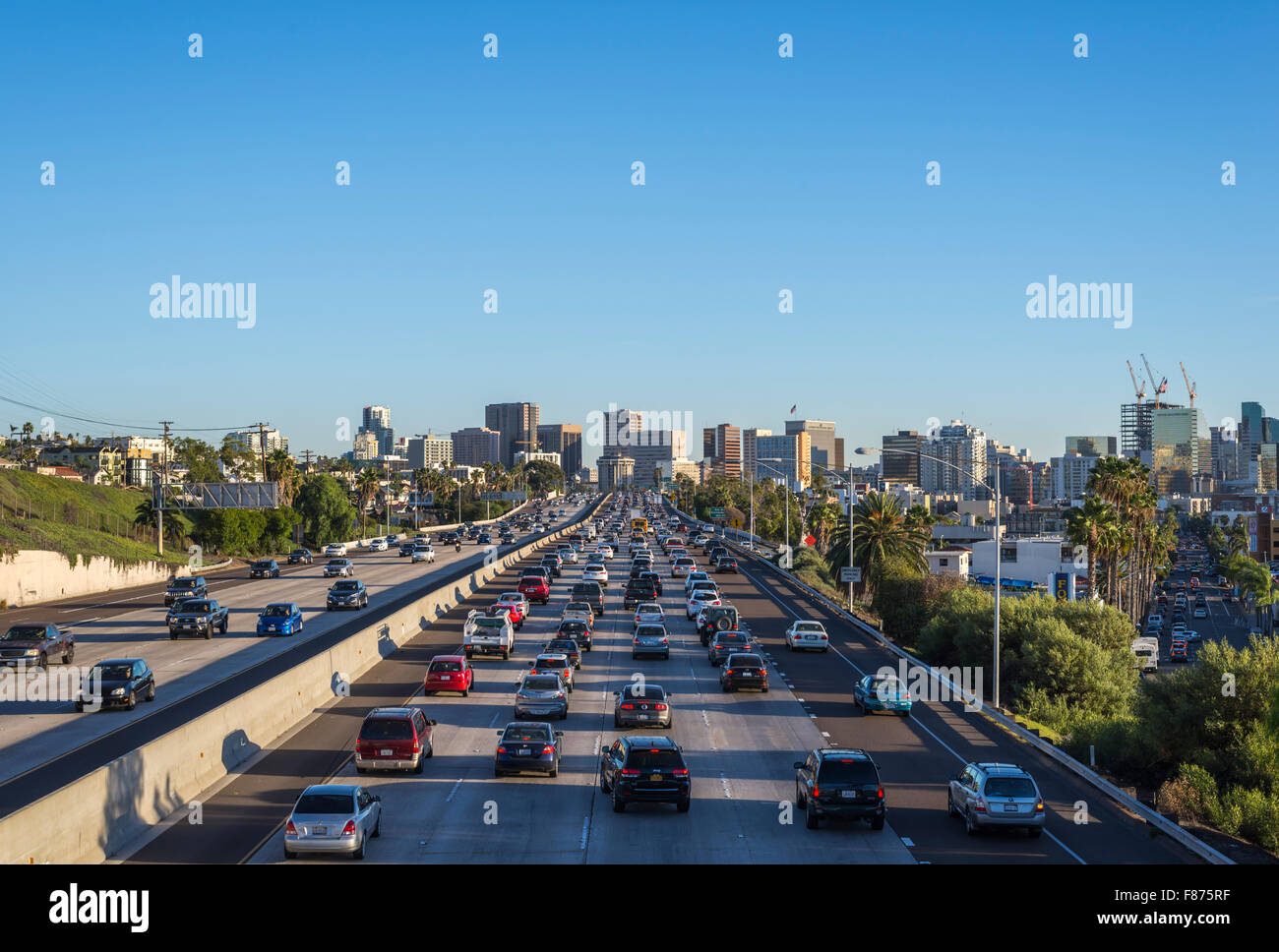 Looking towards downtown San Diego along Interstate 5. San Diego ...