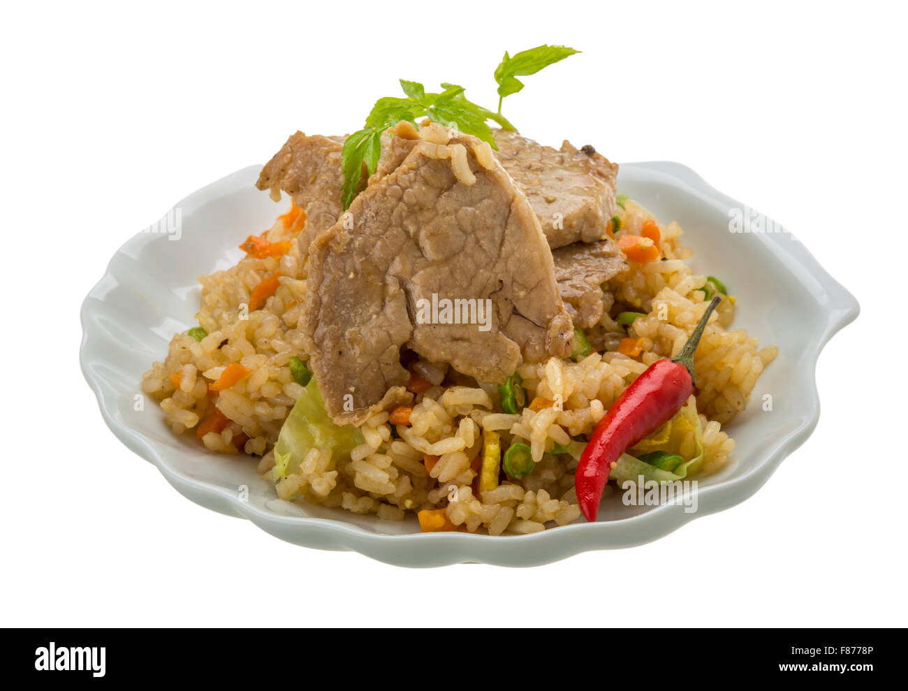 Fried rice with pork - asian traditional food Stock Photo - Alamy