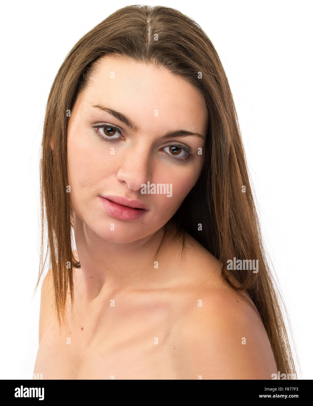 High key female portrait of healthy brunette girl Stock Photo - Alamy