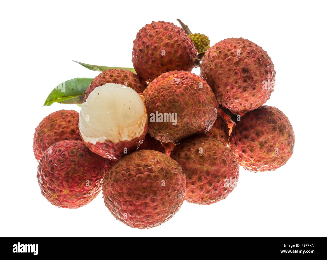 Asian fruit lychee heap isolated Stock Photo - Alamy