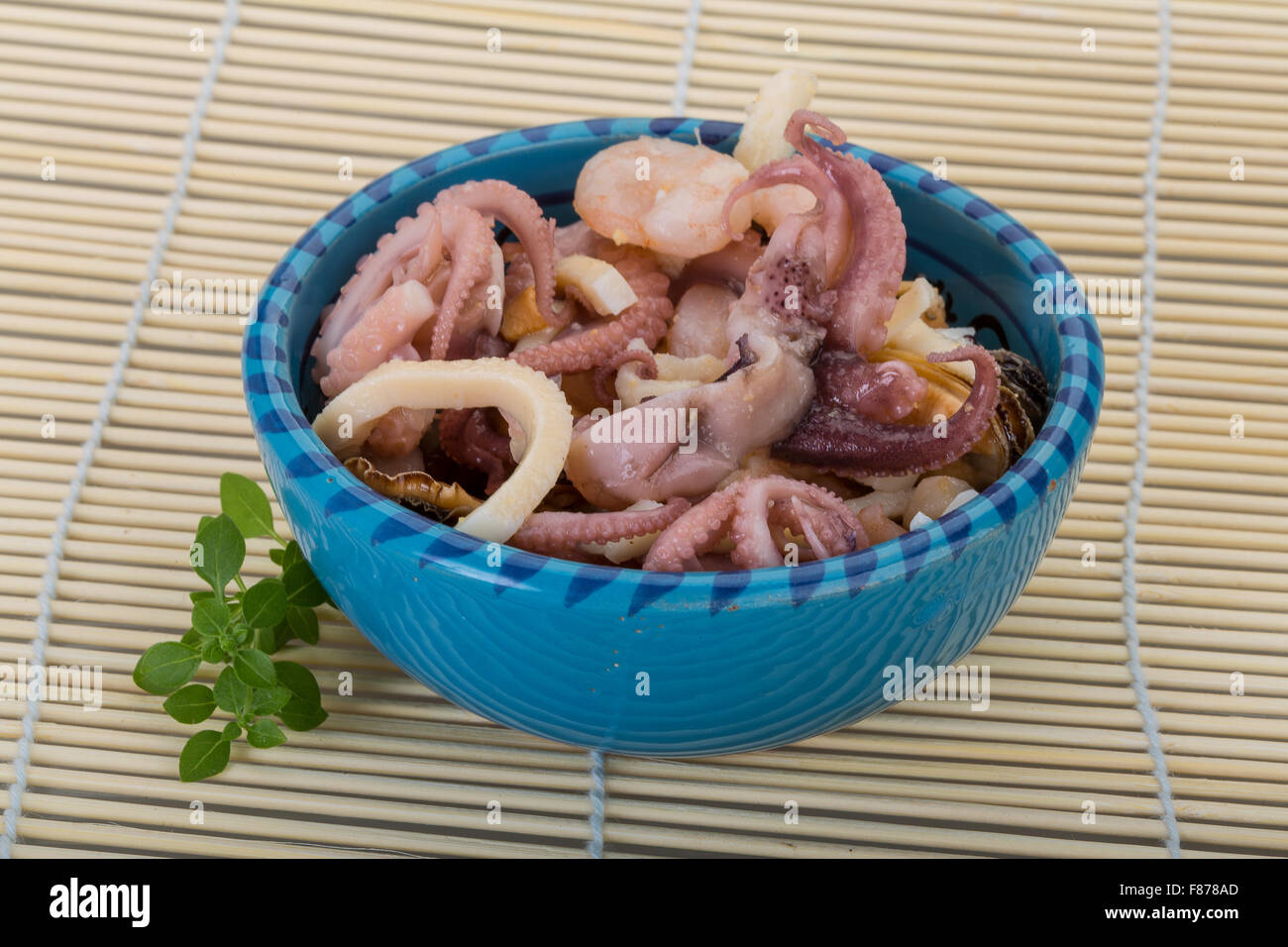 Seafood cocktail with octopus, shrimp, calamari and mussel Stock Photo ...