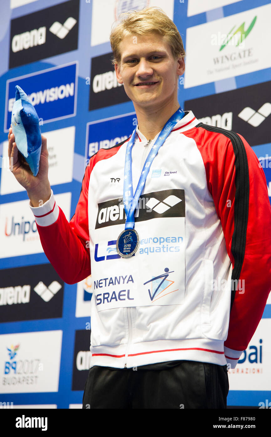 Netanya, Israel. 06th Dec, 2015. BROMER Viktor B. DEN Silver Medal 200m ...