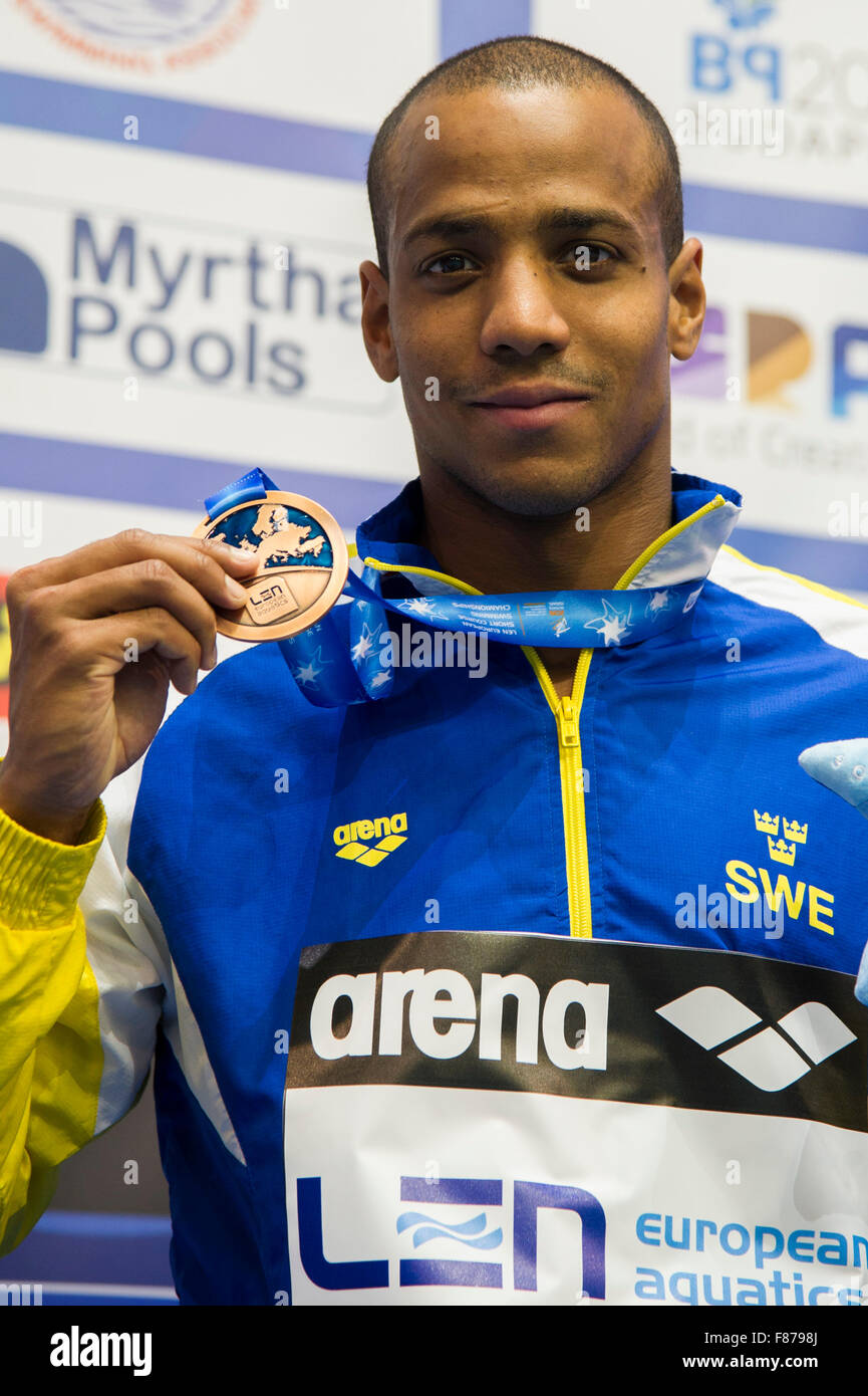 Netanya, Israel. 06th Dec, 2015. SJOEDIN Simon SWE Bronze Medal 200m ...