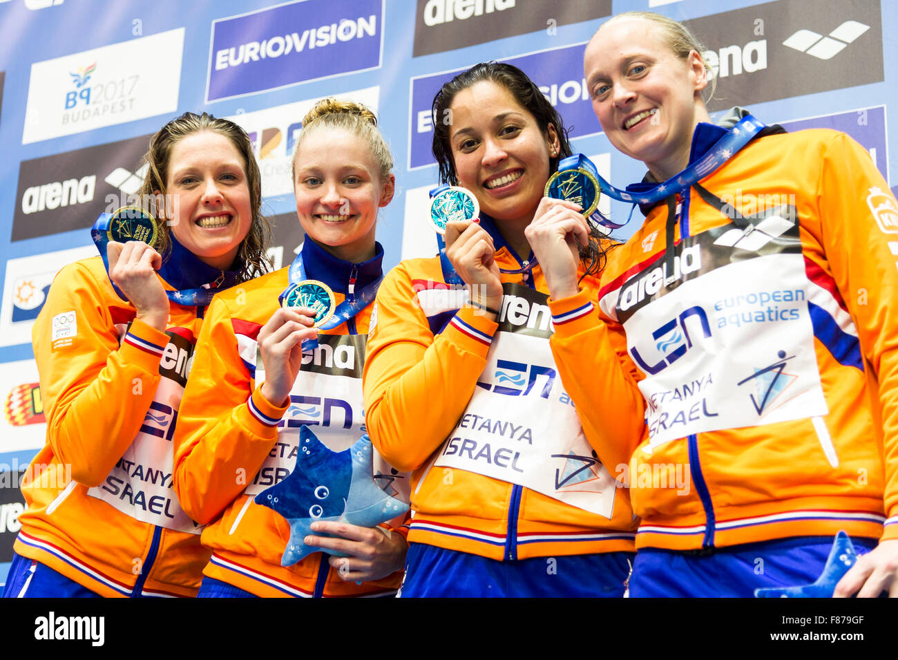 Netanya, Israel. 06th Dec, 2015. Netherlands NED Gold Medal 4x50m ...