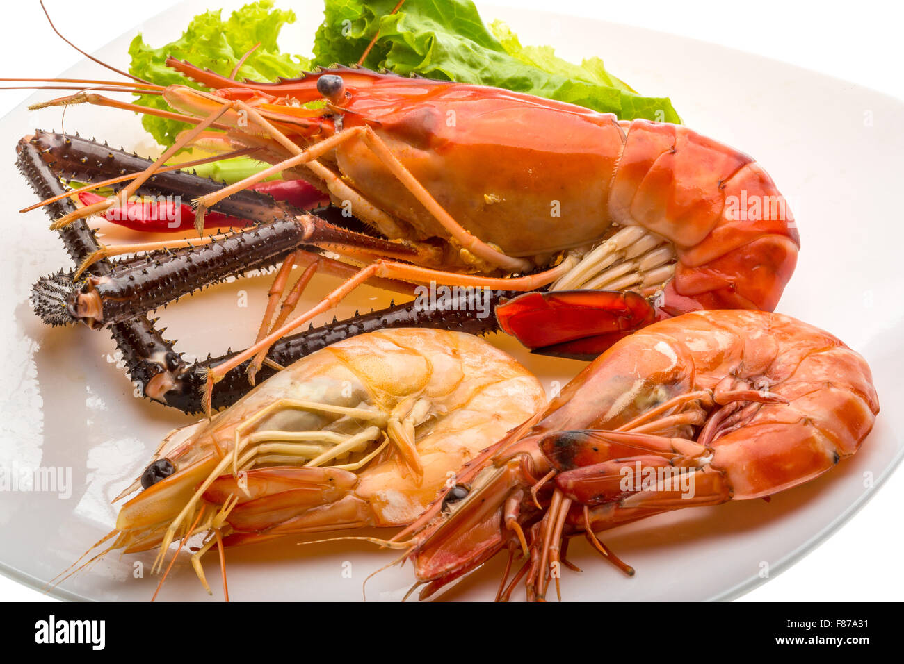Giant Freshwater Prawn and king prawns isolated Stock Photo - Alamy