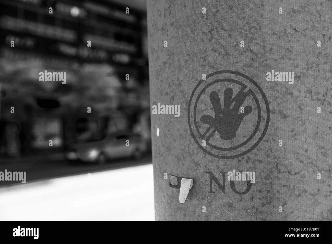 Red round stop sign Black and White Stock Photos & Images - Alamy