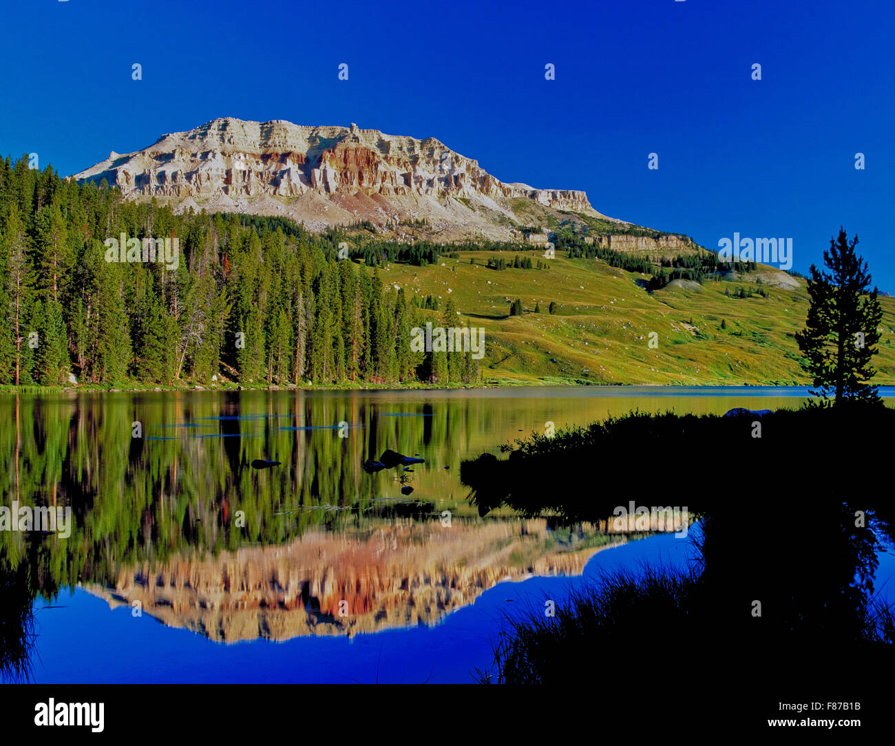 beartooth lake below beartooth butte on the beartooth plateau, wyoming ...