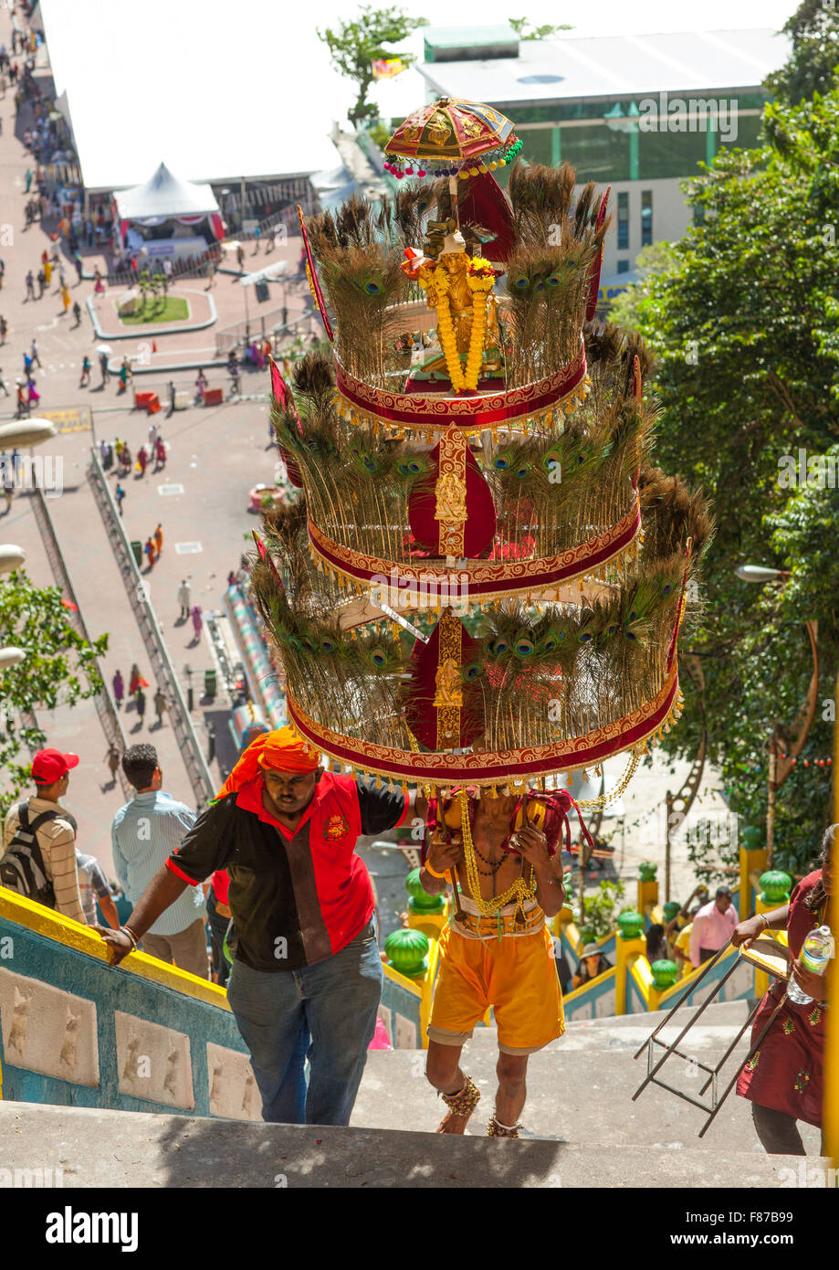 Devotee Kavadi Bearer Climbing Stairs At Thaipusam Hindu Religious ...