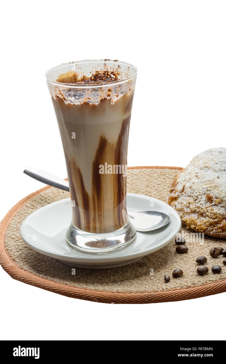 Mocha coffee with chocolate and powder Stock Photo - Alamy