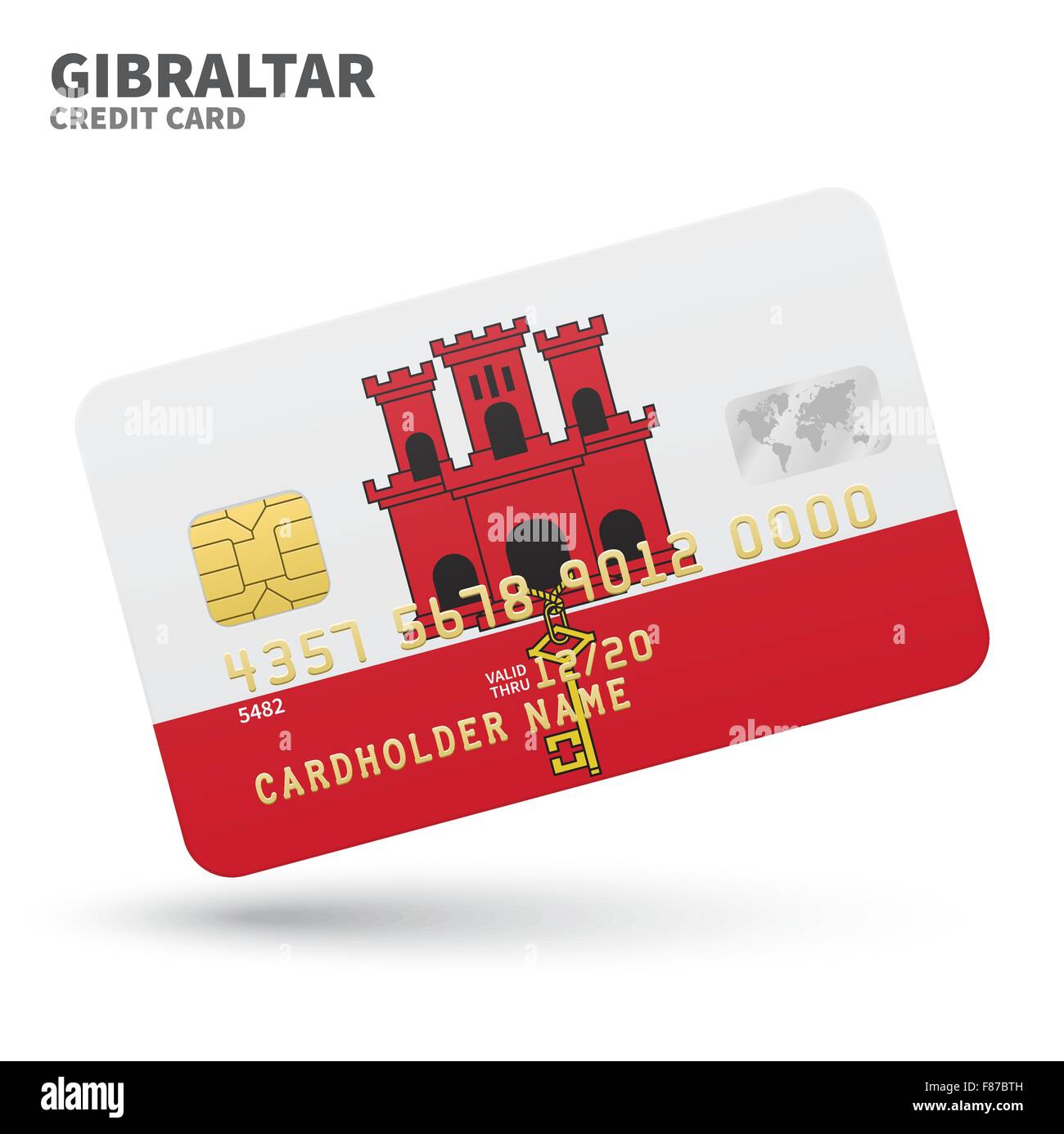 Credit card with Gibraltar flag background for bank, presentations and ...