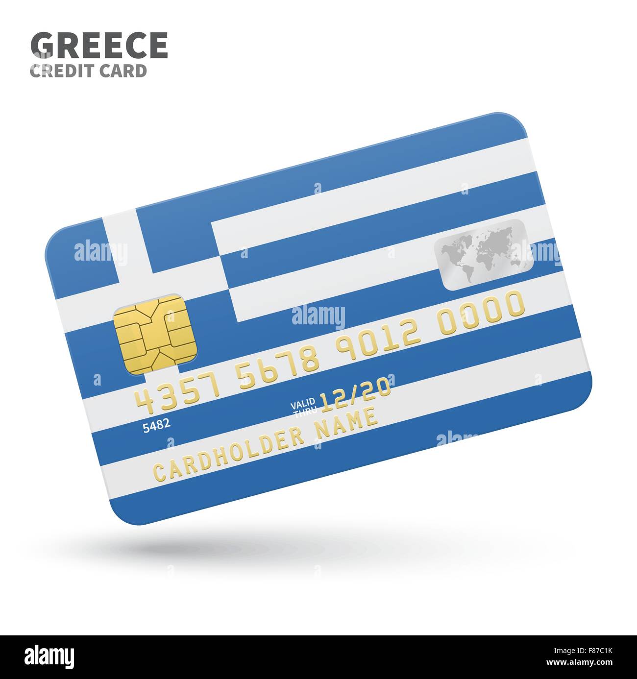 Credit card with Greece flag background for bank, presentations and ...