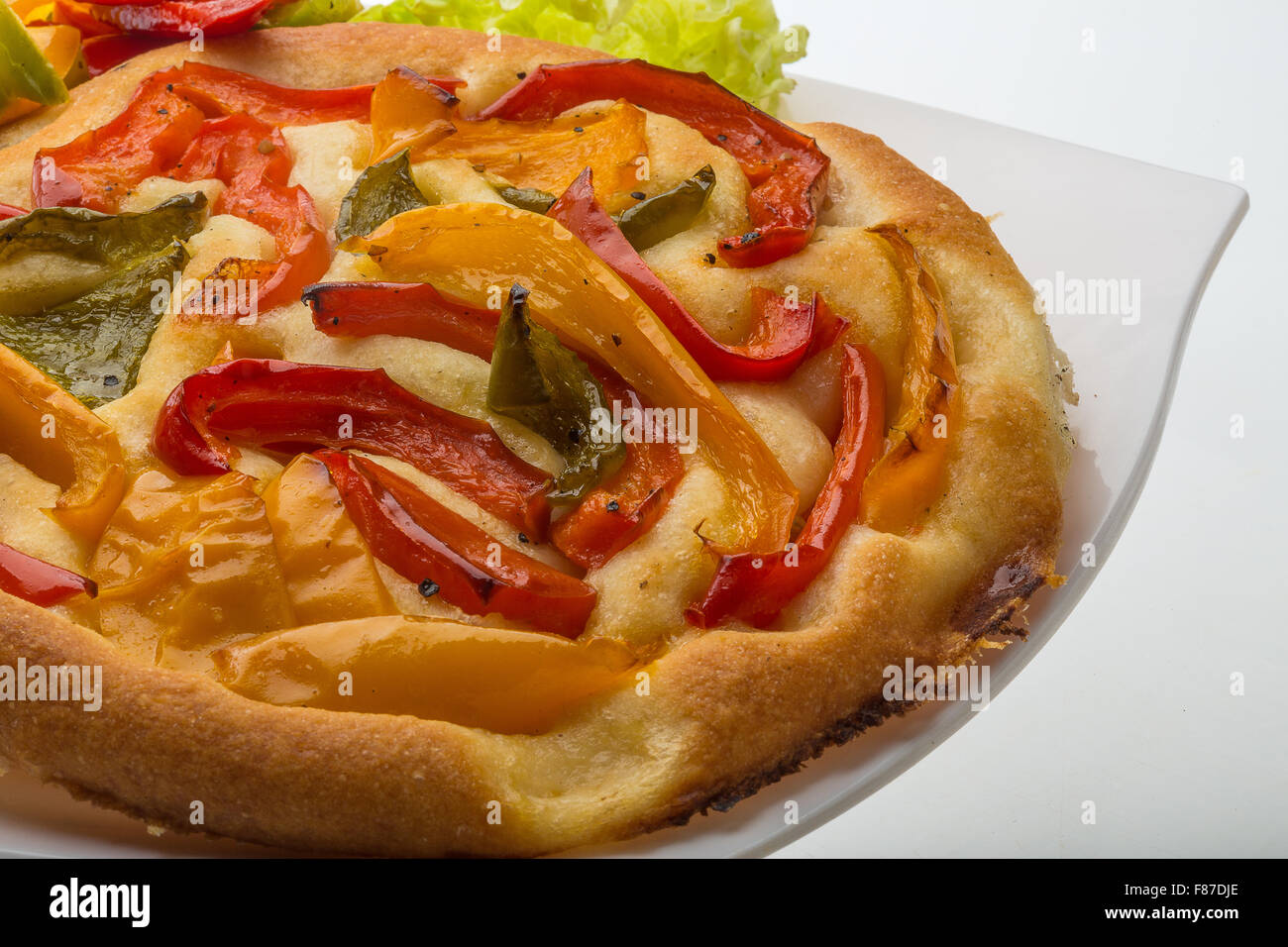 Round Pizza with bulgarian pepper Stock Photo - Alamy