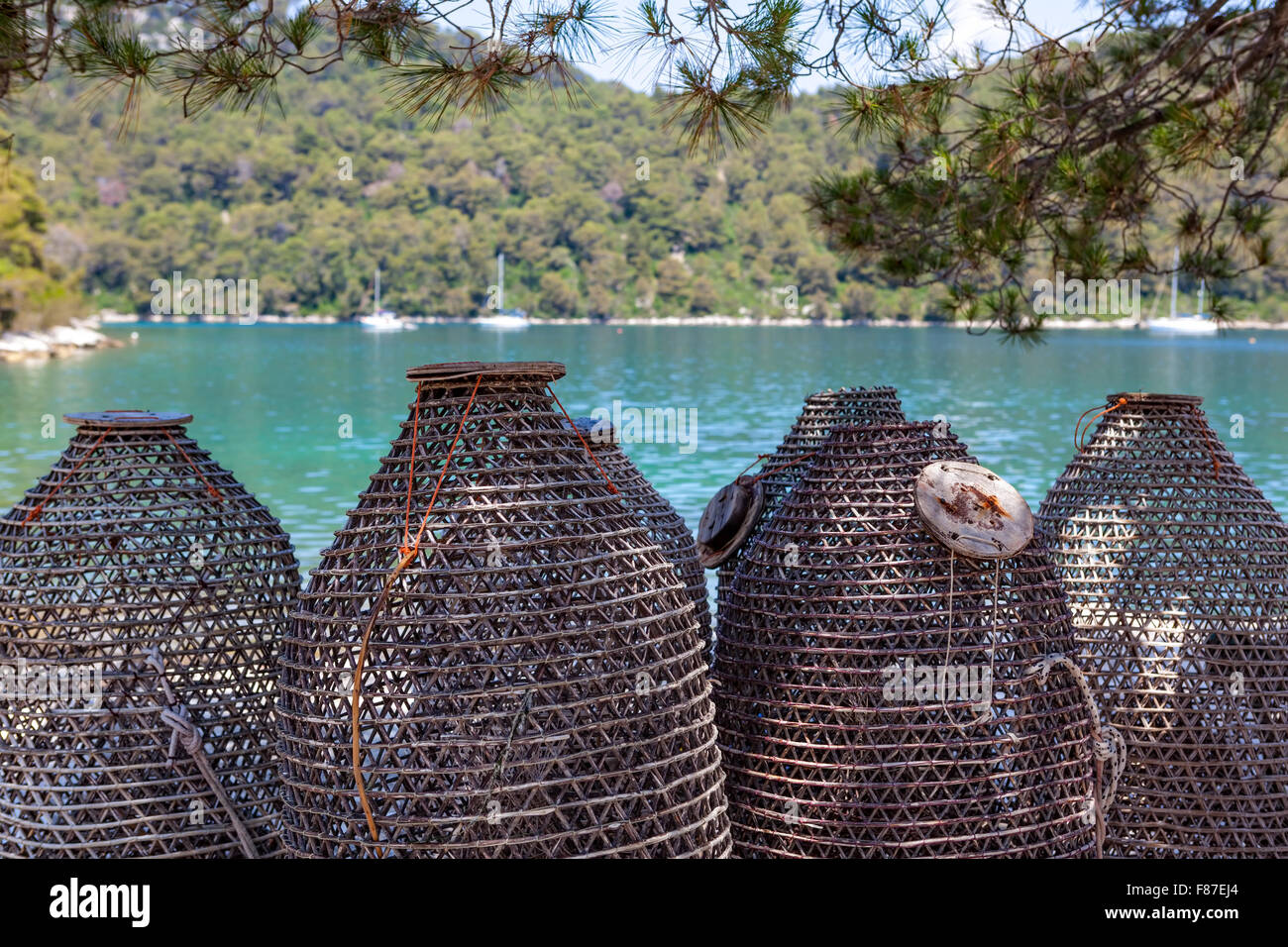 Sea fishing traps Stock Photo - Alamy