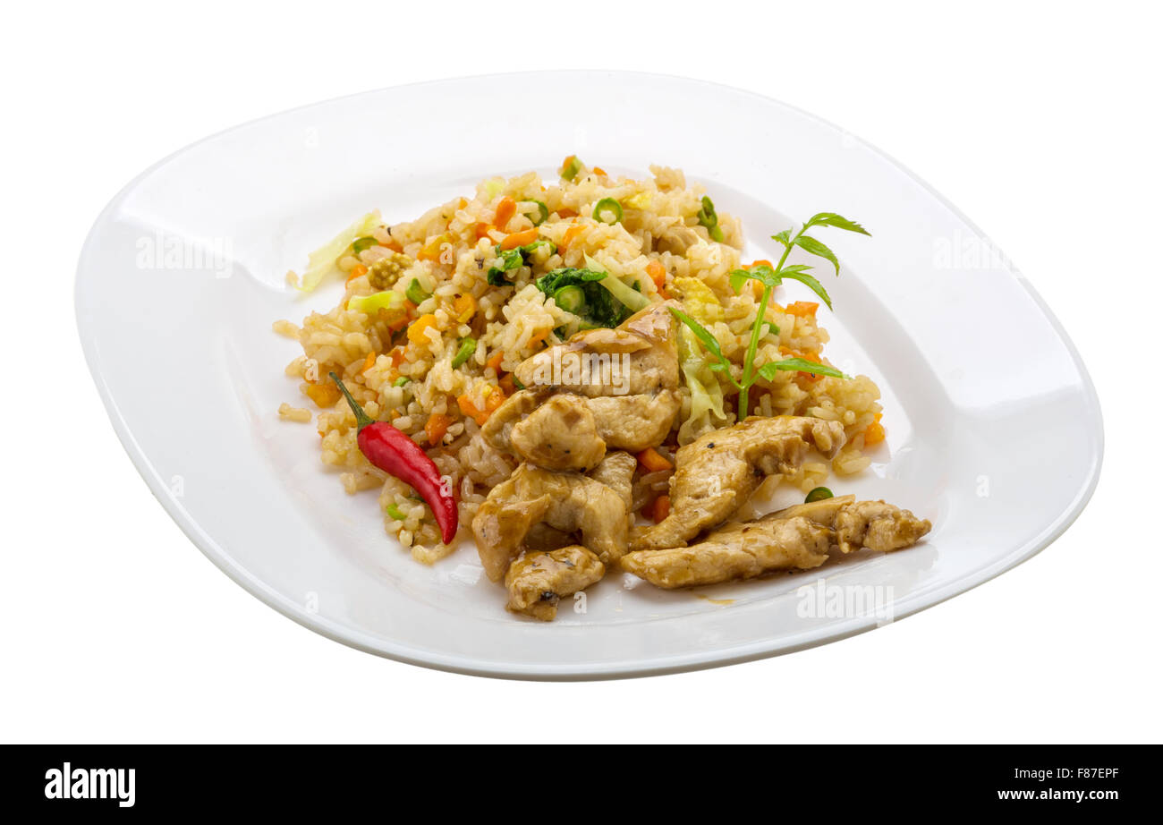 Fried rice with chicken - traditional asian food Stock Photo - Alamy